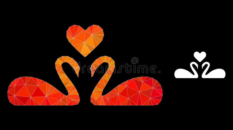 Vector Triangle Filled Love Swans Icon with Orange Colored Gradient ...