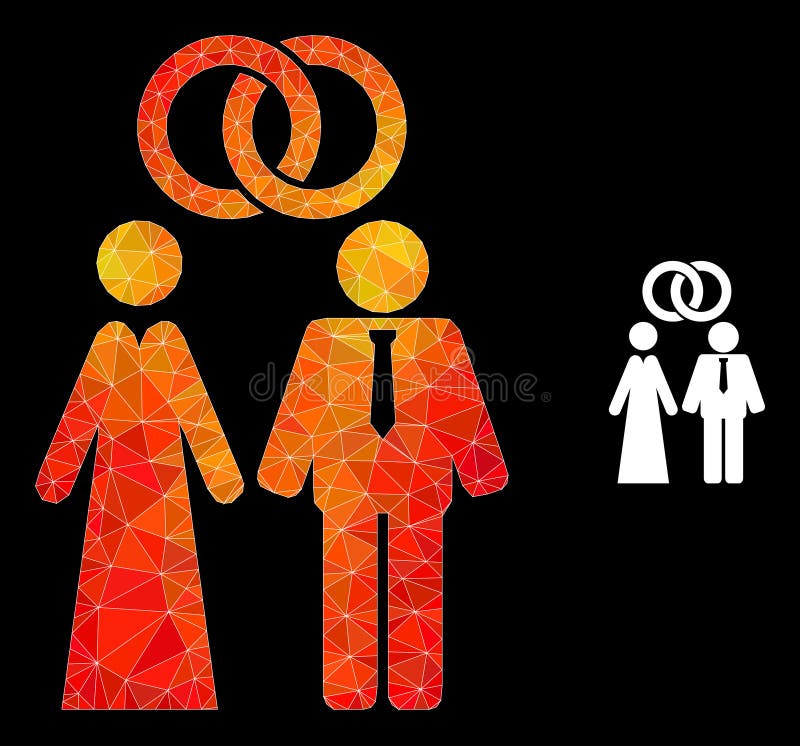 Vector Triangle Filled Marriage Persons Icon with Orange Colored ...