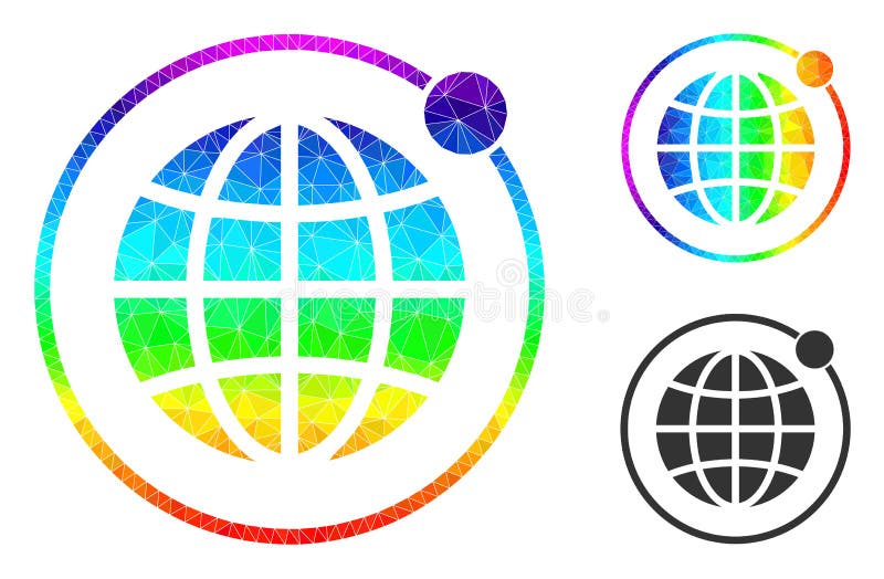 Vector Triangle Filled Planet Orbit Icon with Spectral Colored Gradient ...