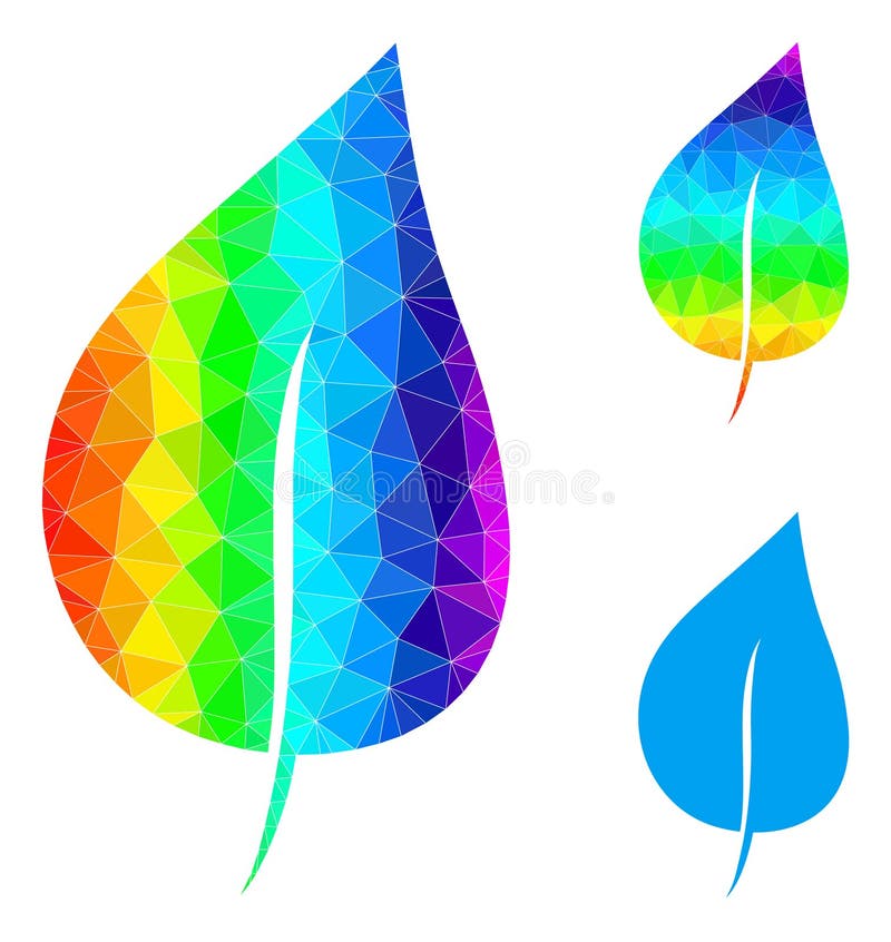 Vector Triangle Filled Plant Leaf Icon with Rainbow Gradient Stock ...