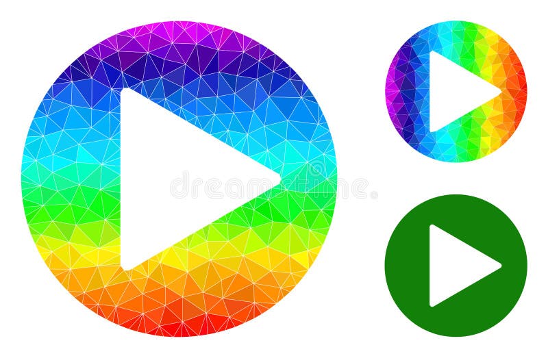 Vector Triangle Filled Play Button Icon with Rainbow Gradient Stock ...