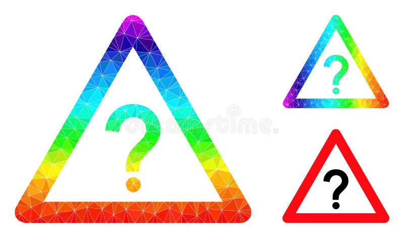 Vector Triangle Filled Question Warning Icon with Rainbow Gradient ...