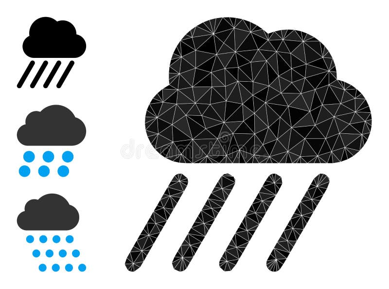 Vector Triangle Filled Rain Cloud Icon with Other Icons Stock Vector ...