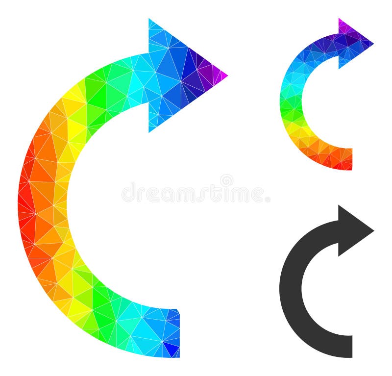 Vector Triangle Filled Rotate Right Icon with Rainbow Gradient Stock ...