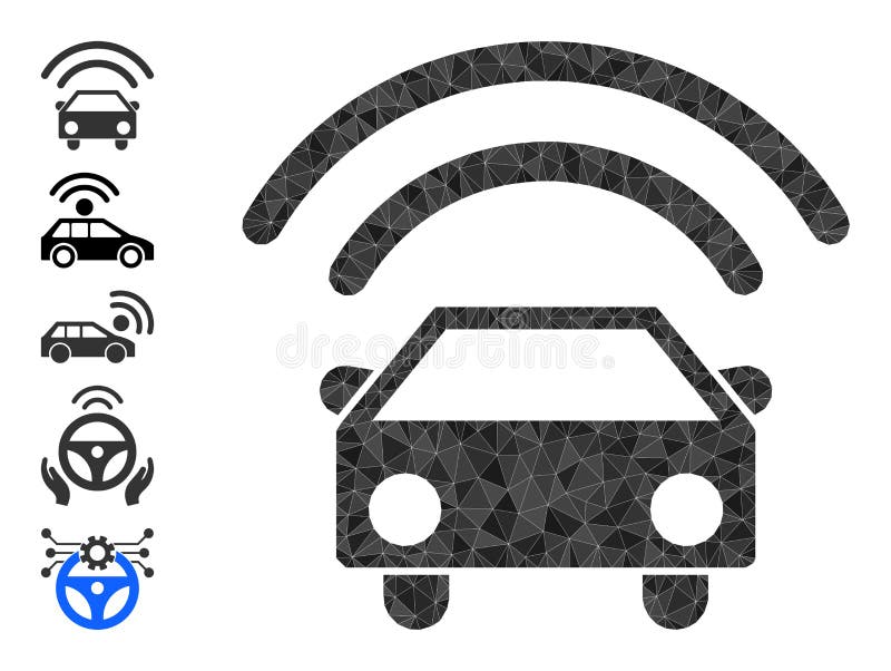 Vector Triangle Filled Self Driving Car Icon and Additional Icons Stock ...