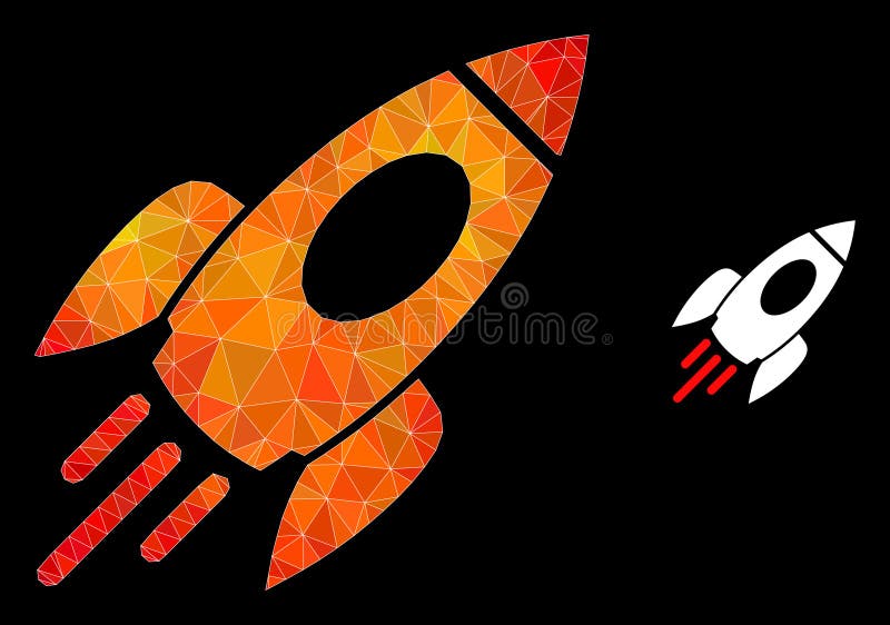Vector Triangle Filled Space Rocket Icon with Fire Gradient Stock ...