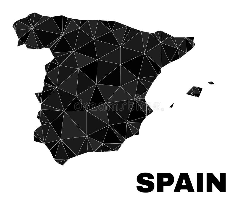Vector Triangle Filled Spain Map Stock Vector - Illustration of mesh ...