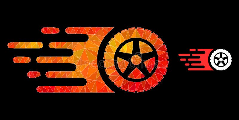 Vector Triangle Filled Tire Wheel Icon with Orange Colored Gradient ...