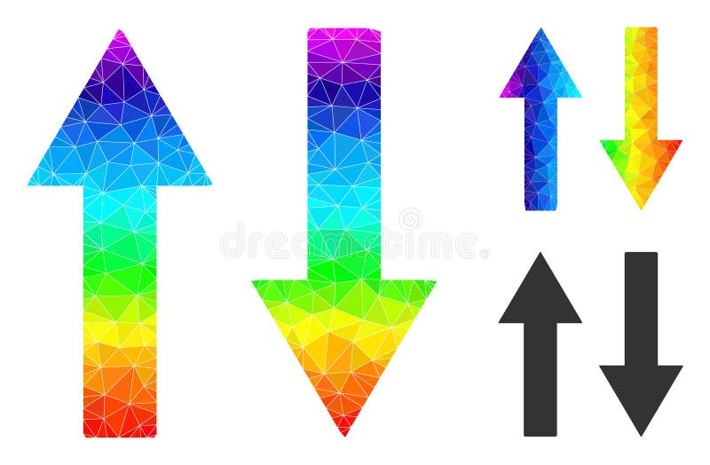 Vector Triangle Filled Vertical Flip Arrows Icon with Rainbow Gradient ...