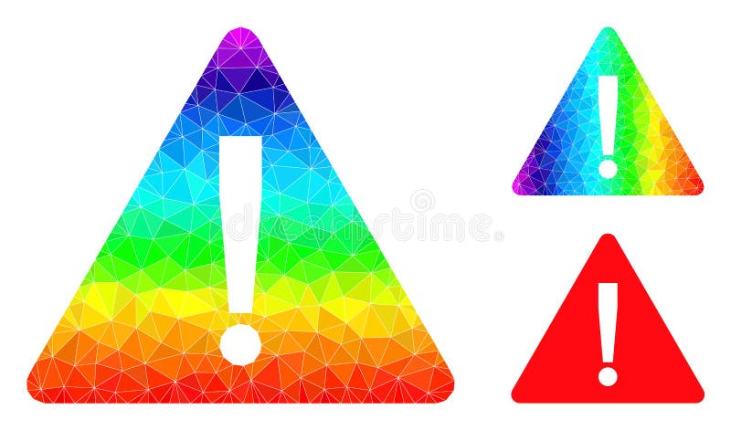 Vector Triangle Filled Warning Icon with Rainbow Gradient Stock Vector ...