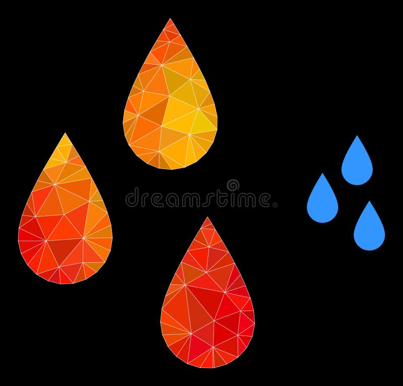 Vector Triangle Filled Water Drops Icon with Fire Gradient Stock Vector ...