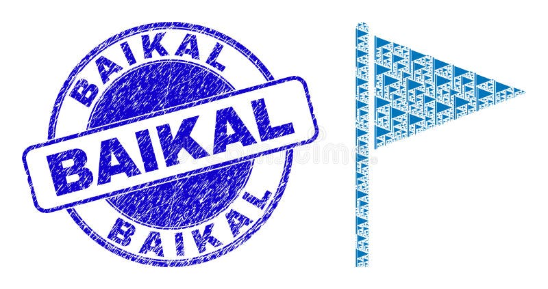 Rubber Baikal Stamp and Triangle Flag Recursive Collage of Self Items ...