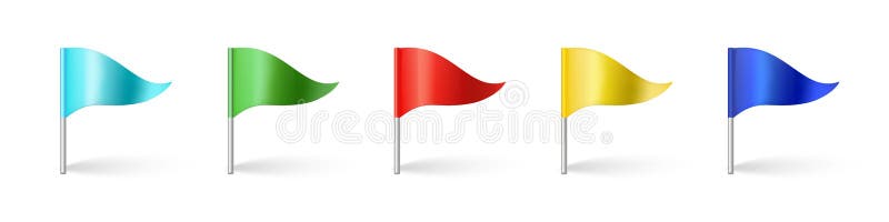 Vector Triangle Flags Set. Icons of Pointer, Map Tag or Important Sign ...