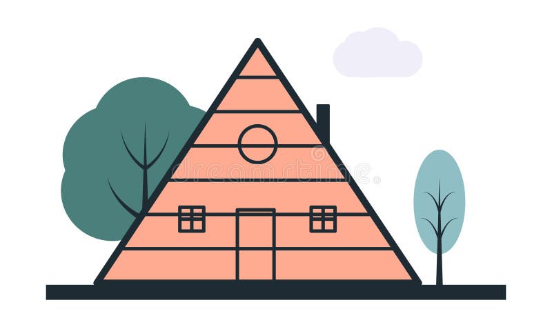 Vector Triangular House with a Chimney and Trees Around Eps 10. Vector ...