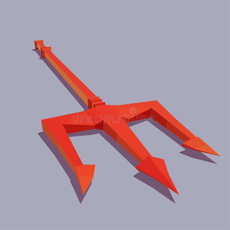 Vector Red Trident of the Devil Isolated on Transparent Checkered ...