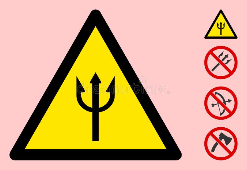 Vector Trident Warning Triangle Sign Icon Stock Illustration ...
