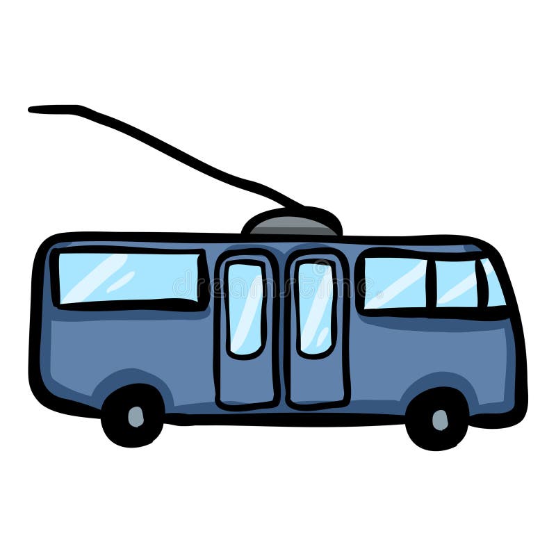 Vector Trolley Bus Doodle Icon Stock Vector - Illustration of ...