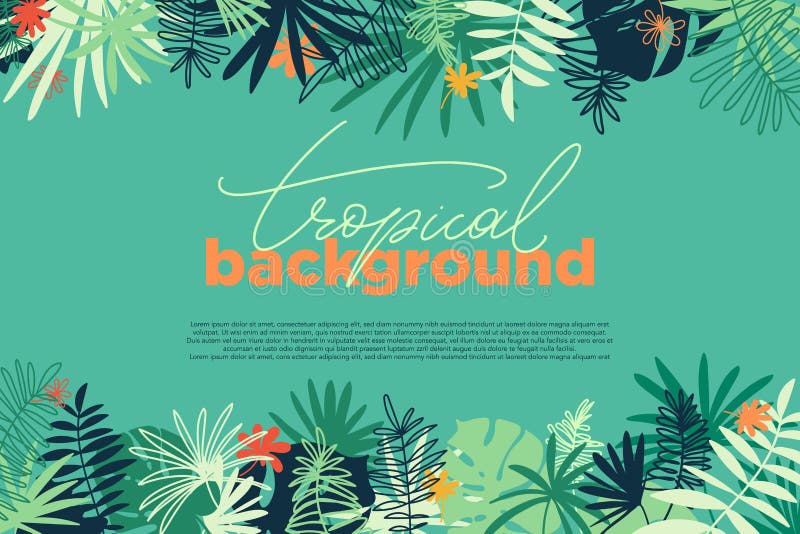 Vector Tropical Horizontal Banner with Copy Space. Floral Background ...