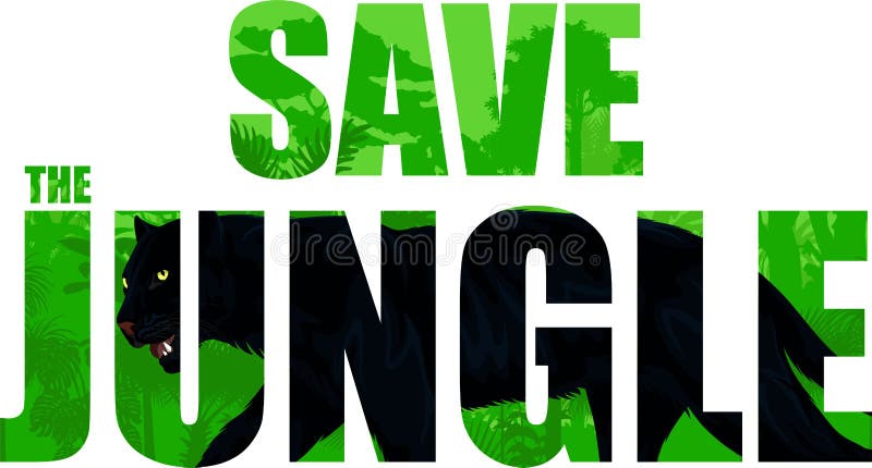 Save the Jungle Rainforest Vector Illustration for T-shirt and Other ...