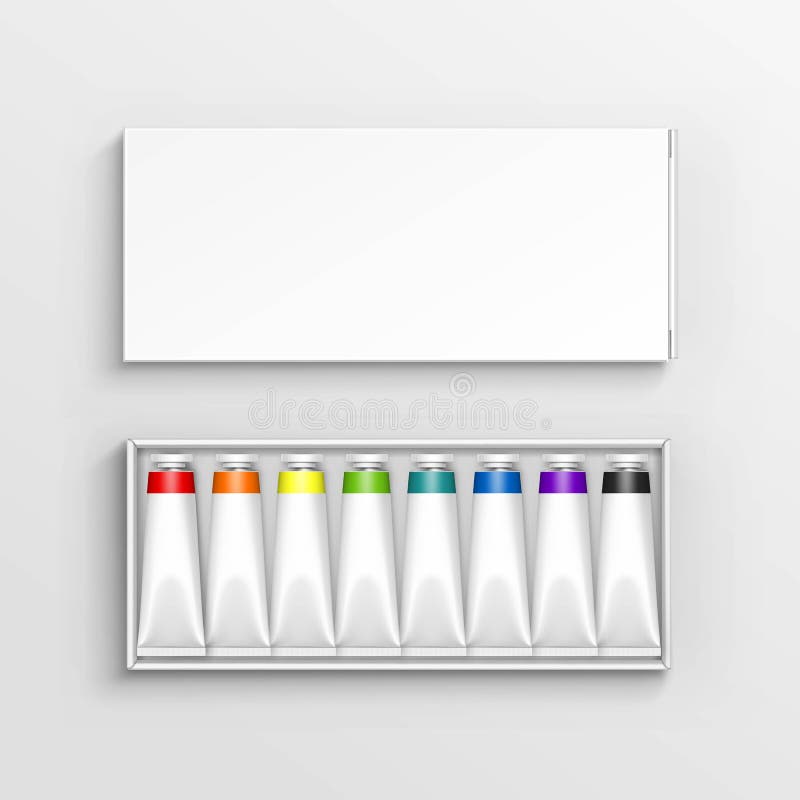 Vector Tubes of Paint in Packaging Box Isolated Stock Vector ...