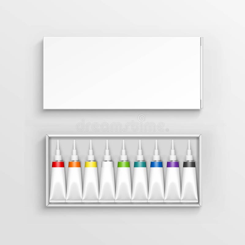 Vector Tubes of Paint in Packaging Box Isolated Stock Vector ...