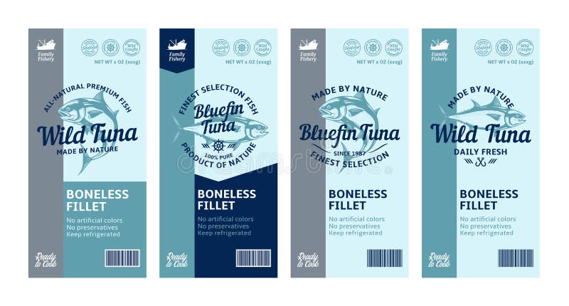 Vector Tuna Labels and Tuna Fish Illustrations Stock Vector ...