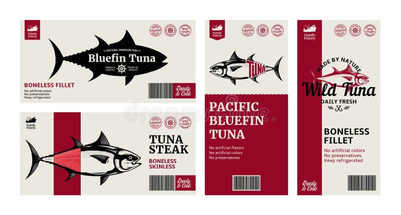 Vector tuna label stock vector. Illustration of commercial - 200787137
