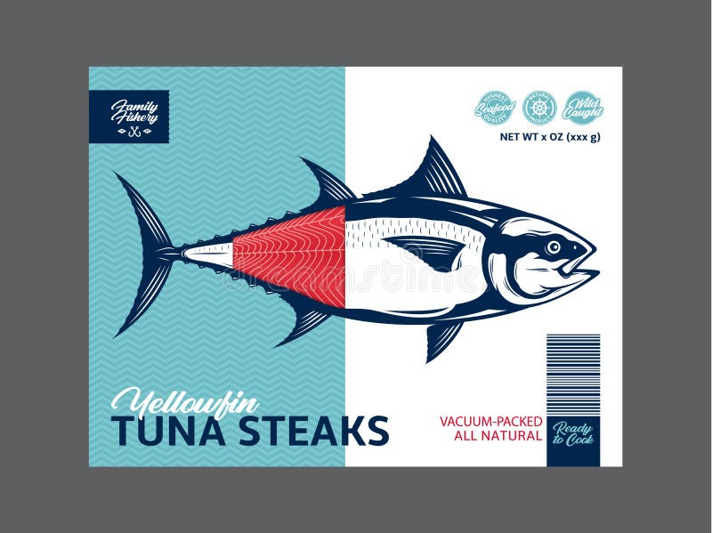 Vector Tuna Packaging or Label Design Stock Vector - Illustration of ...