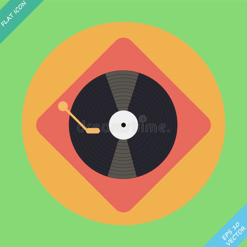 Vector Turntable Player Icon. Flat Design Stock Vector - Illustration ...
