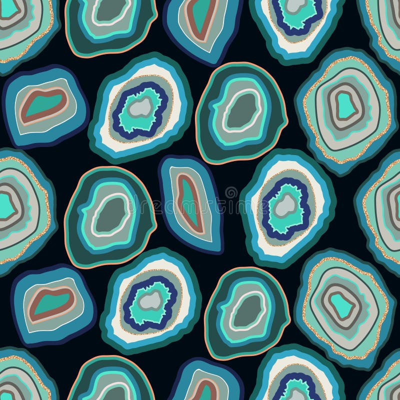 Vector Turquoise Agate Crystal Seamless Pattern on Stock Vector ...