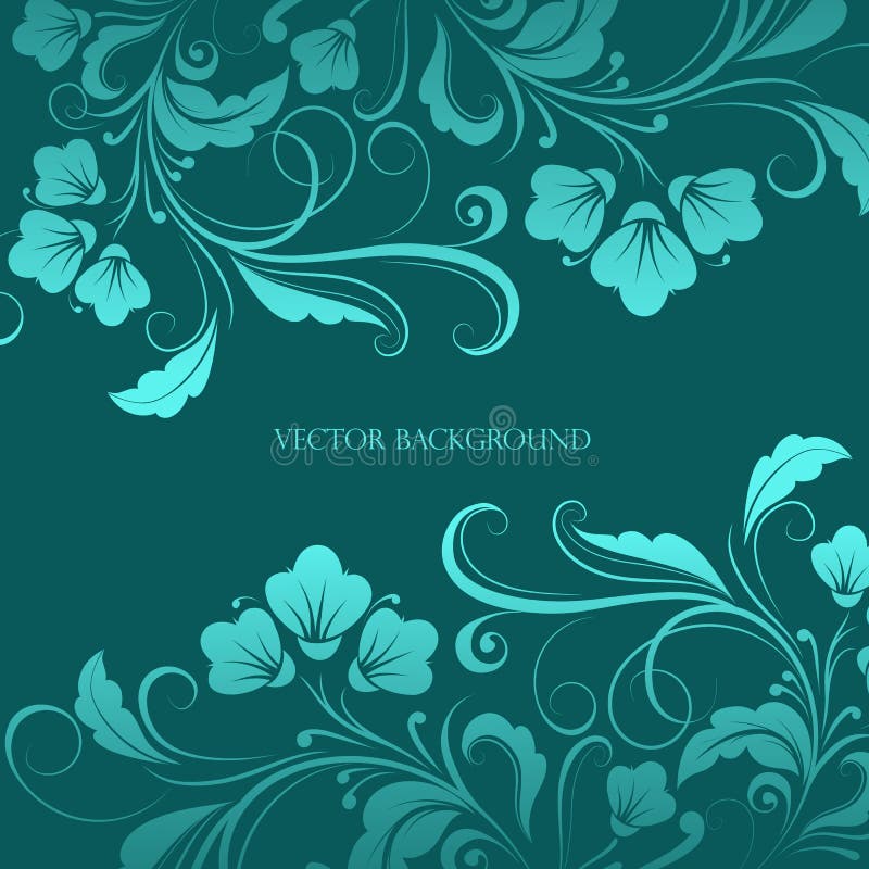 Turquoise Background with a Floral Pattern, Background with an Ornament ...