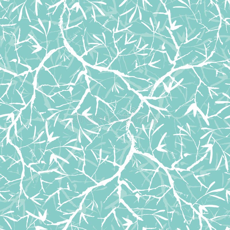 Vector Turquoise Blue and White Bracnhes Painted Texture. Seamless ...