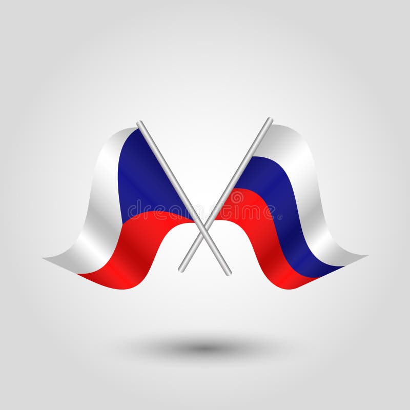 Vector Two Crossed Czech Russian Flags on Silver Sticks Stock Vector ...