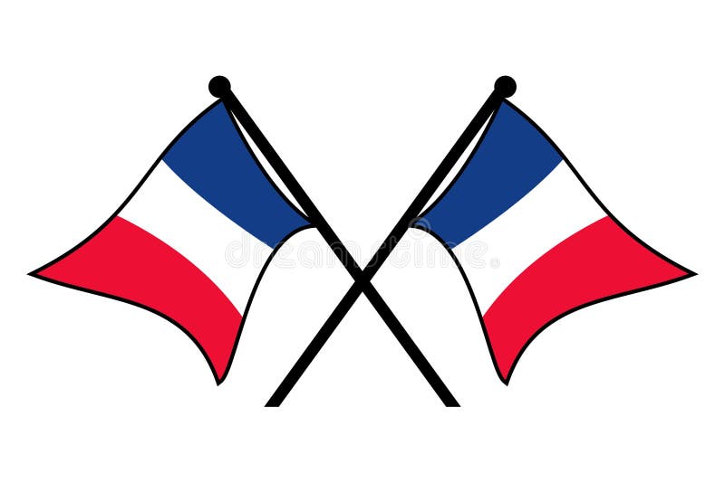 Vector of Two Crossed French Flags on a Black Pole with Editable 3d ...