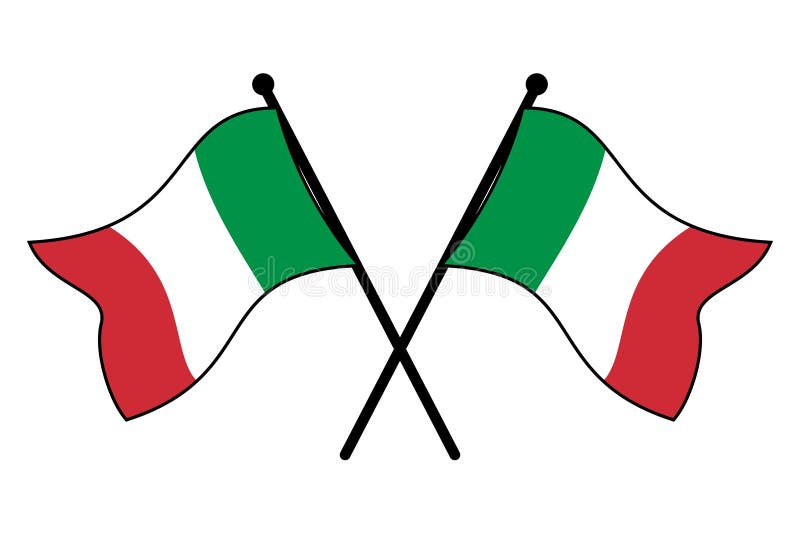 Vector of Two Crossed Italian Flags on a Black Pole, Vector ...
