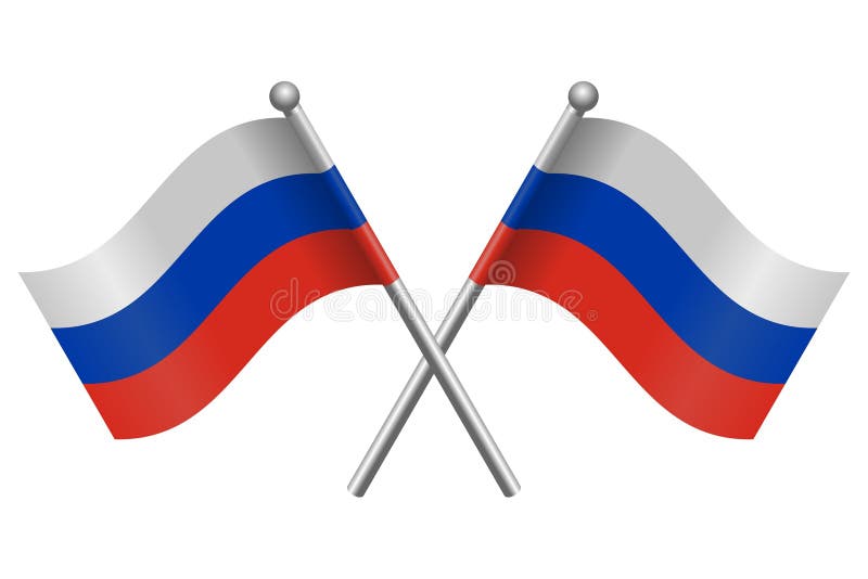 Vector of Two Crossed Russian Flags on a Silver Black Pole Stock Vector ...