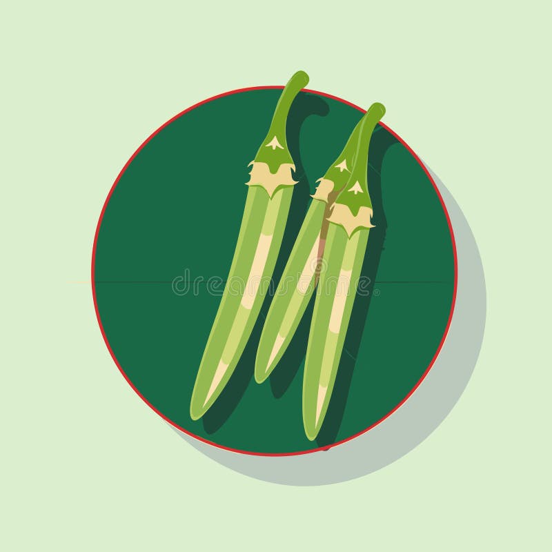 Vector of Two Green Beans on a Green Plate Stock Vector - Illustration ...