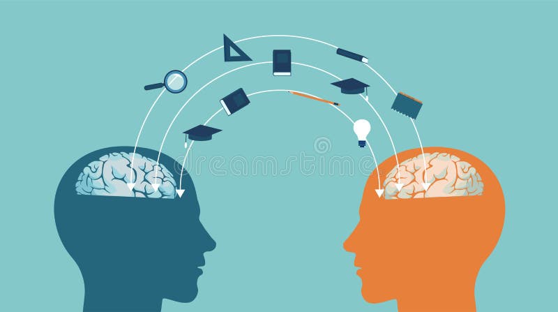 Vector of Two Human Heads Exchanging Knowledge Stock Vector ...