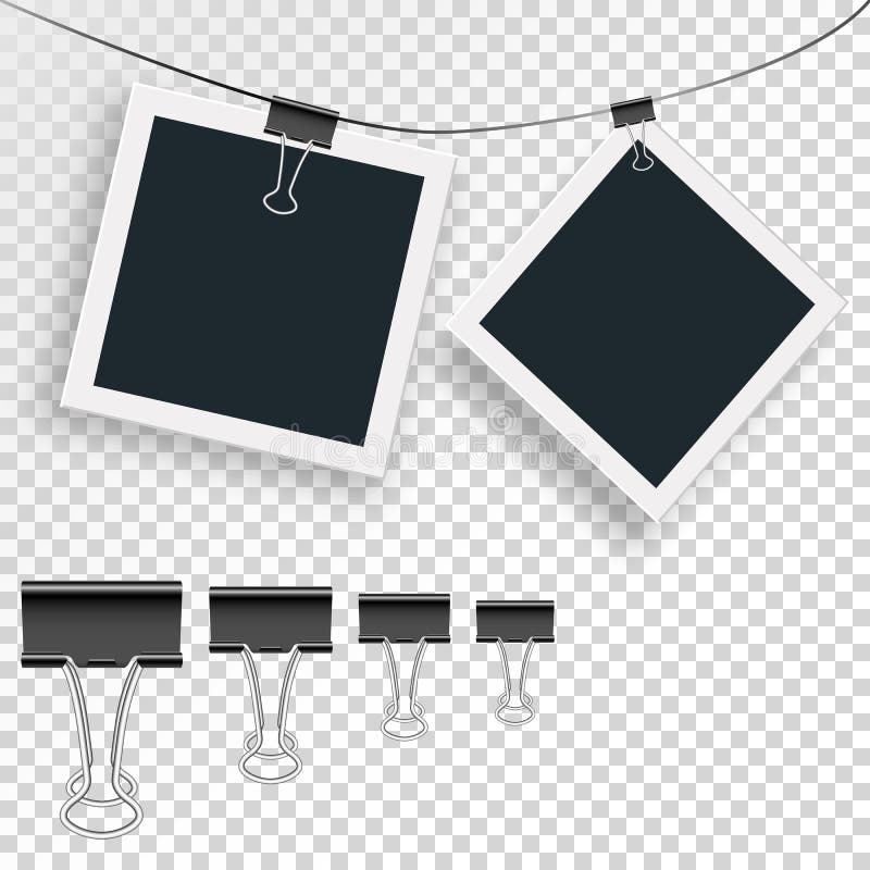 Vector Two Photo Frame and Set Binder Clip on an Isolated Background ...