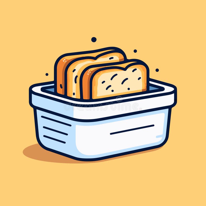 Vector of Two Slices of Toast in a Plastic Container Stock Vector ...