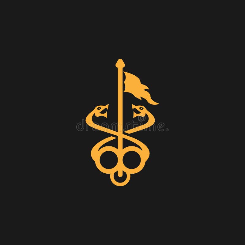 Vector of Two Snakes Encircling a Flag Lock Stock Vector - Illustration ...