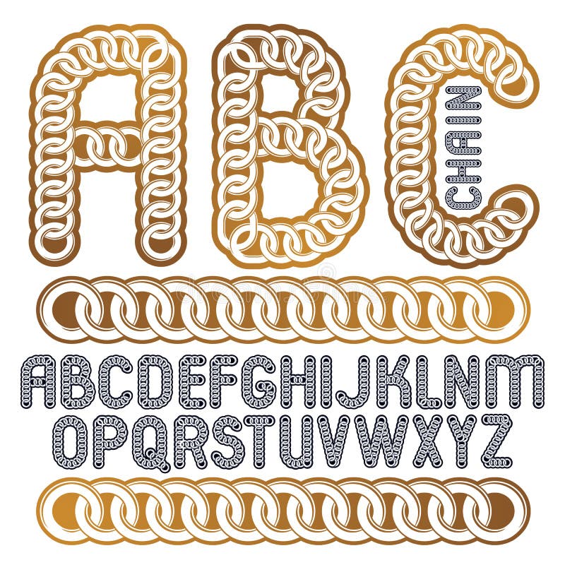 Vector Type Font, Script from a To Z. Capital Decorative Letters. Stock ...