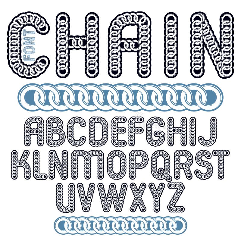 Vector Type Font Script From A To Z Capital Decorative Stock Vector