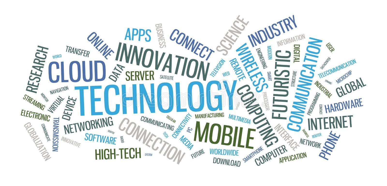 Innovation and Technology Concept in Tag Cloud Stock Illustration ...