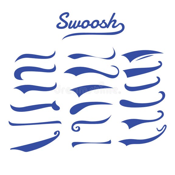 Vector Typography Swooshes in Blue. Retro Baseball Script Tails Set ...