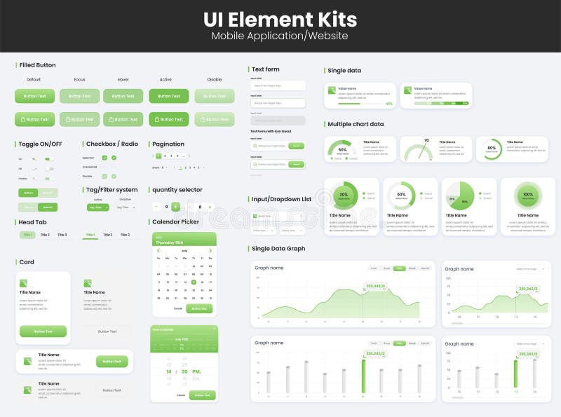 Vector UI Elements Kit for Website Template and Mobile Application ...