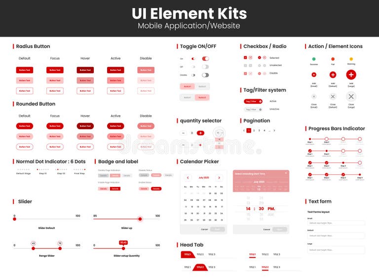 Vector UI Elements Kit for Website Template and Mobile Application Stock Vector - Illustration ...
