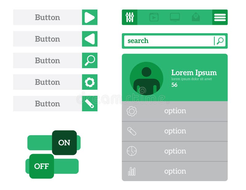 Vector UI elements set stock vector. Illustration of icon - 63884764