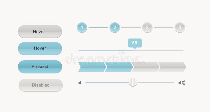 Vector UI Set for Apps and Computer Programms Buttons and Progress Bar Stock Vector ...