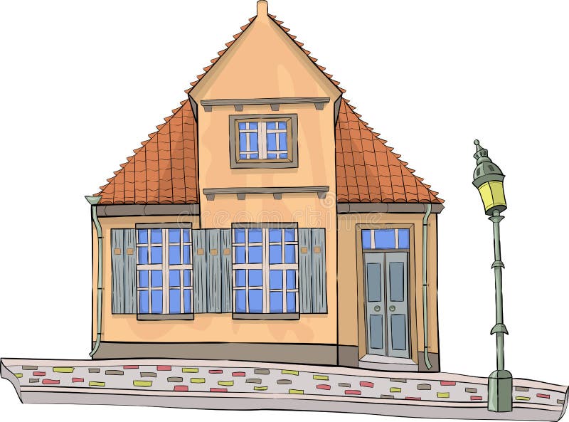 Vector Una Casa Amarilla Con Un Tejado Tejado Ilustración del Vector ...